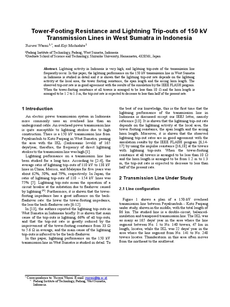 Tower Footing Resistance and Lightning T | PDF | Insulator (Electricity ...