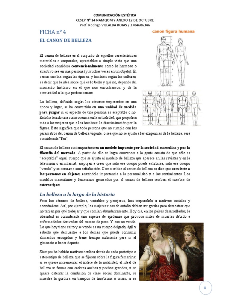 Comunicación Estética - Ficha 4 | PDF | Belleza | Estereotipos