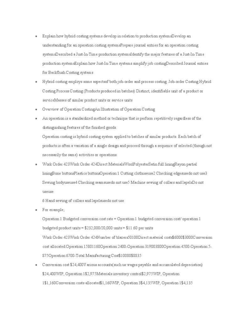 Hybrid Costing | PDF | Lean Manufacturing | Business Economics