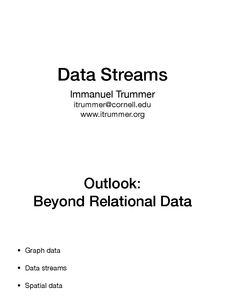 Data Streams: Immanuel Trummer | PDF | Database Index | Computing