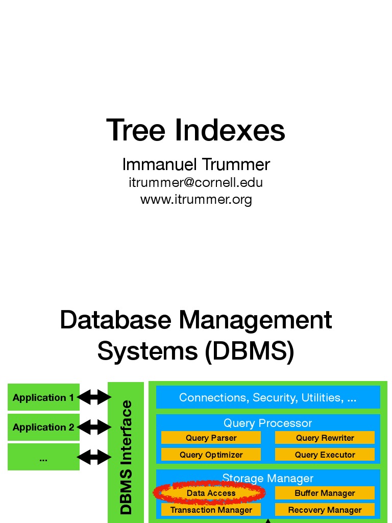 Tree Indexes: Immanuel Trummer | PDF | Database Index | Databases