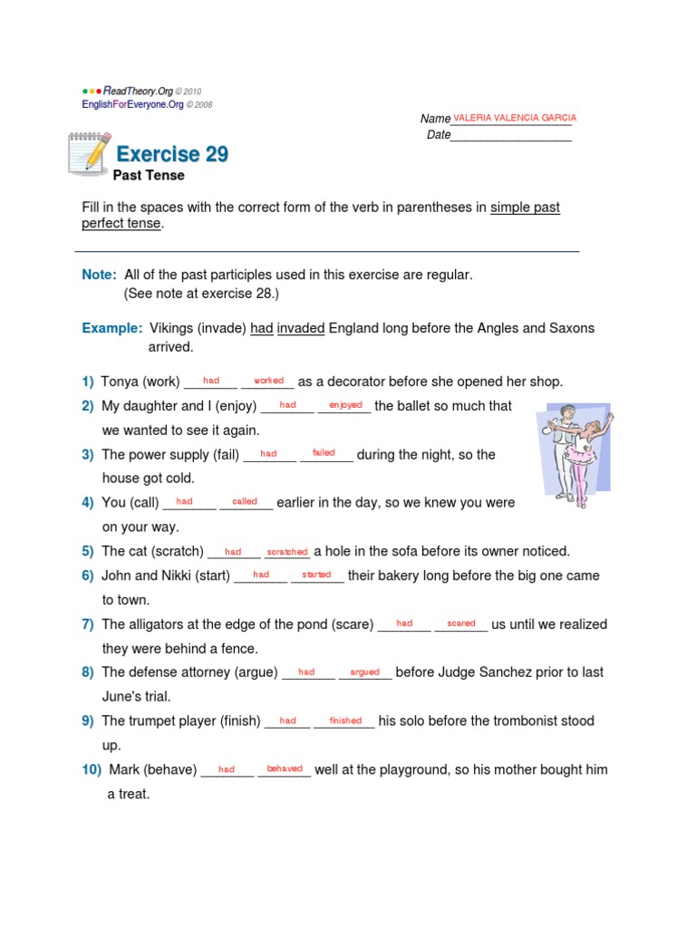 Past - Tense - Exercise - 29 VALERIA VALENCIA | PDF