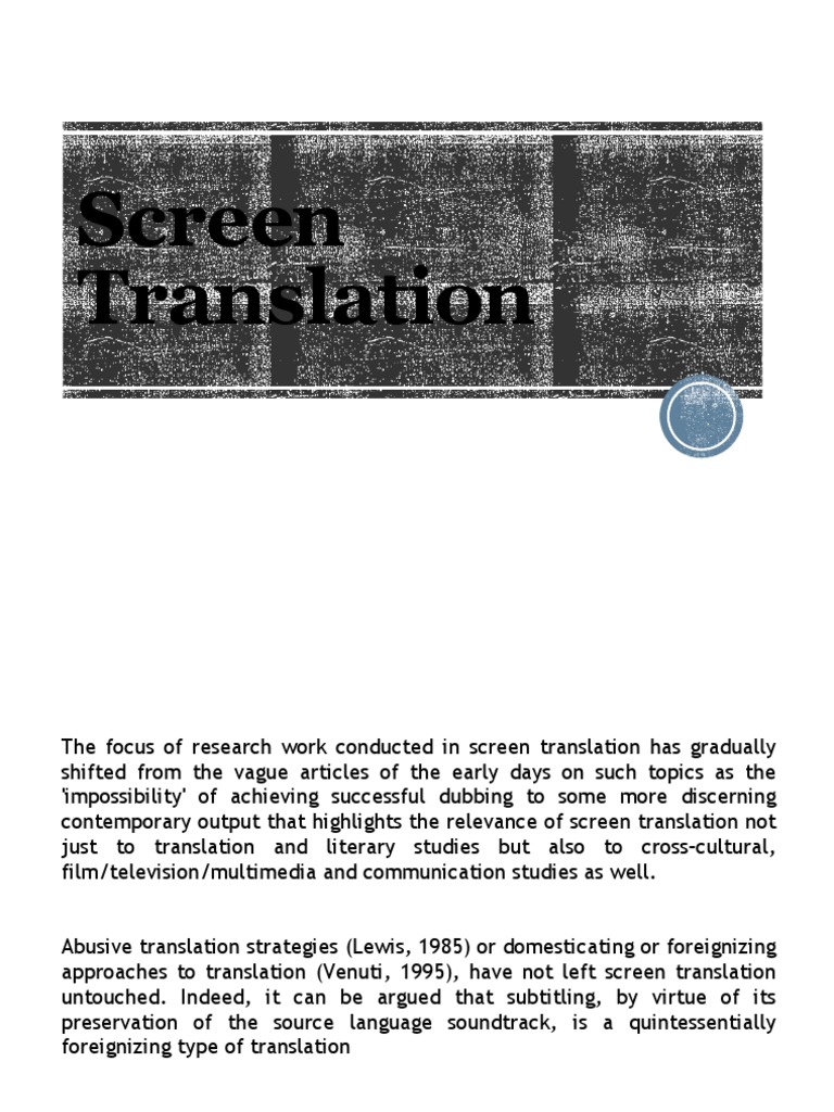 Screen Translation | PDF | Translations | Voice Over