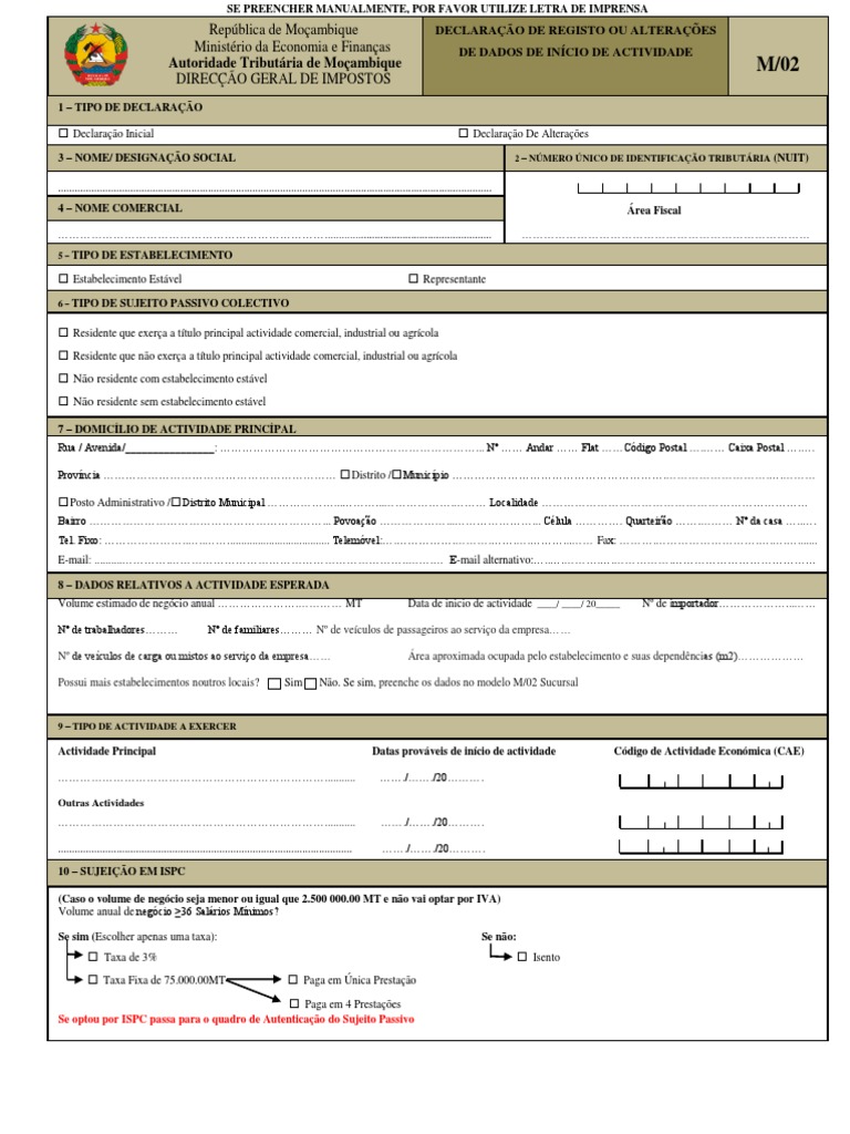 M02 - Inicio de Actividade | PDF | Imposto sobre Valor Agregado (IVA ...