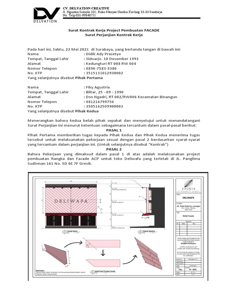 Surat Kontrak Kerja FACADE | PDF