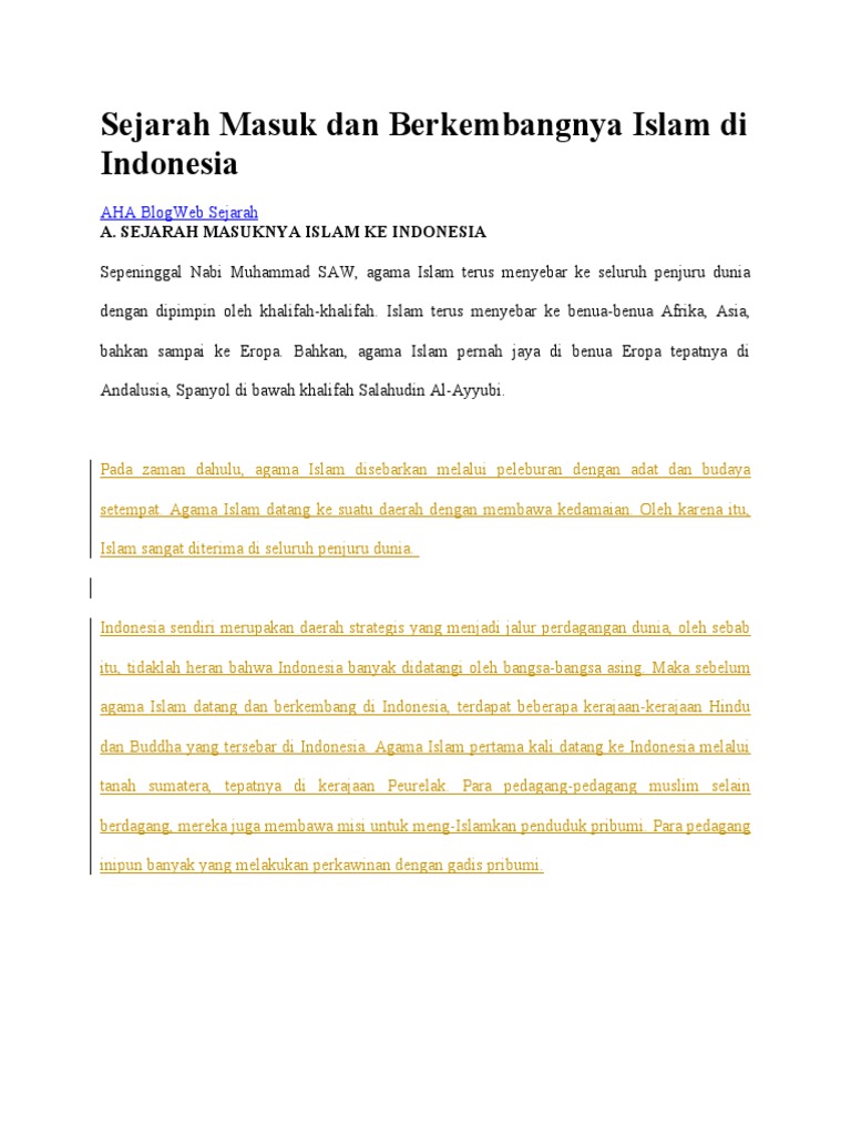 Sejarah Masuk Dan Berkembangnya Islam Di Indonesia | PDF | Agama & Spiritualitas