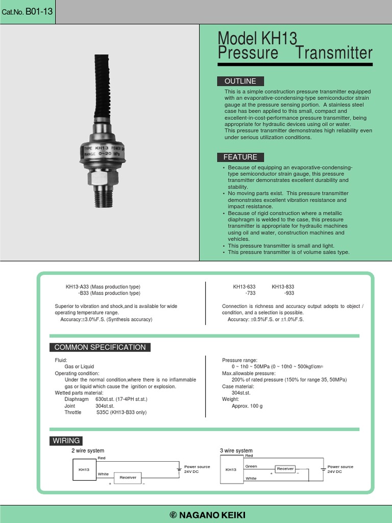 kh13 Pressure Switch | PDF | Electrical Connector | Pressure