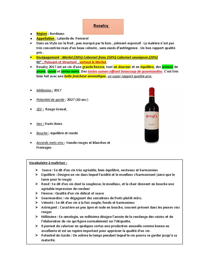 Fiches Produits | PDF | Dégustation de vins | Vins
