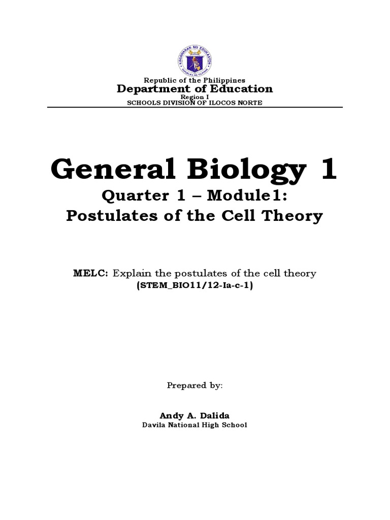 General Biology 1: Quarter 1 - Module1: Postulates of The Cell Theory ...