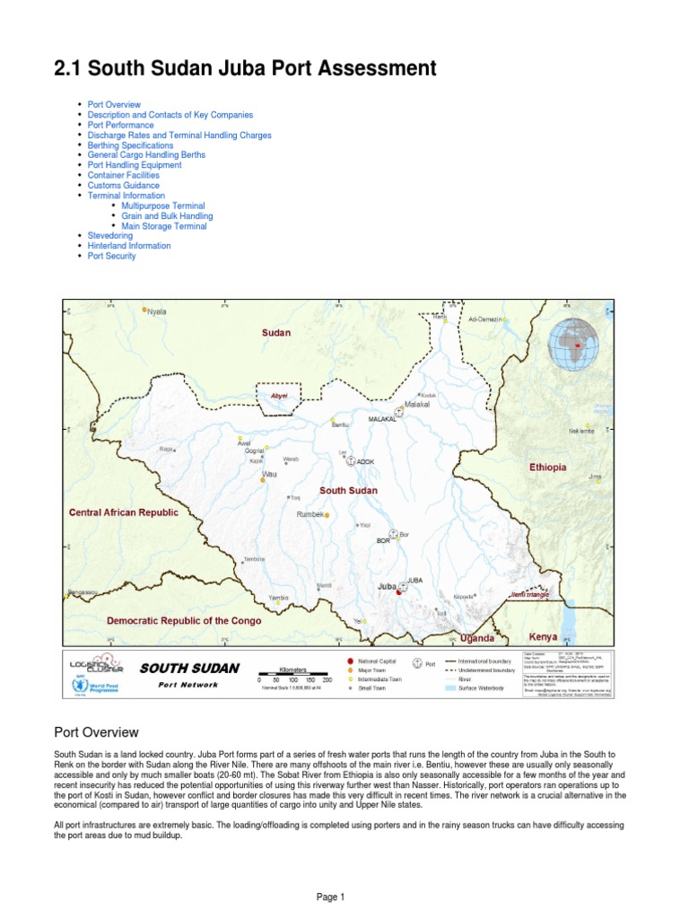 2.1 South Sudan Juba Port Assessment | PDF | Cargo | Port