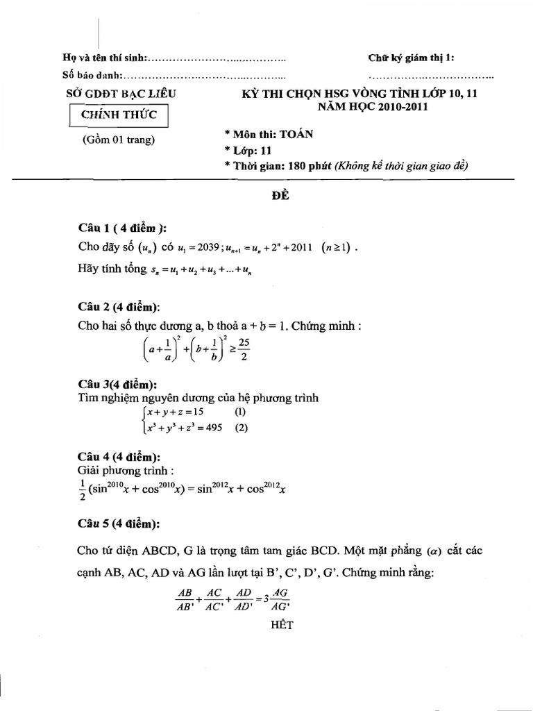 Dethi HSG BacLieu 2011 Toan11 | PDF