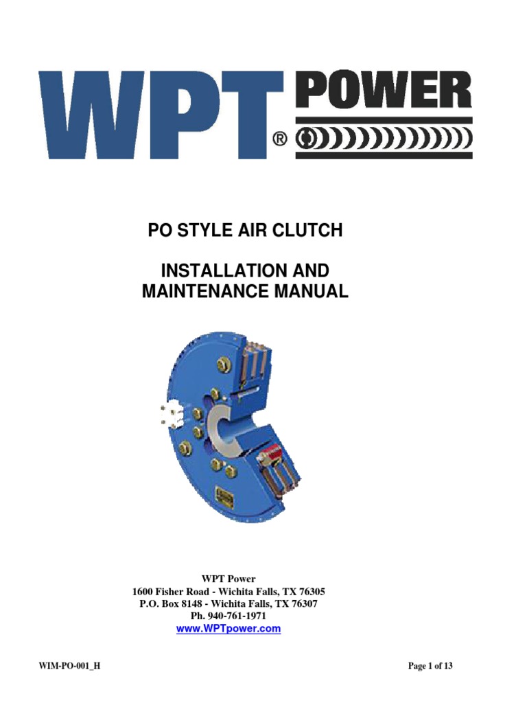 Po Style Air Clutch Installation and Maintenance Manual | PDF | Clutch ...