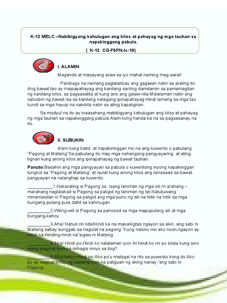 #4 Fil6-Q1-Competency4-K-12MELC-F6PN-Ic-19 - MODULE SHARP-Balantac Julie Ann C. | PDF