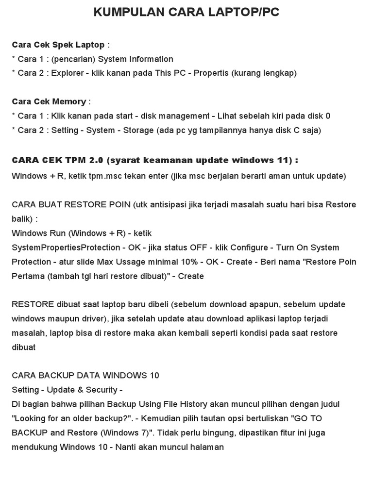 Panduan Lengkap Optimasi Laptop/PC | PDF