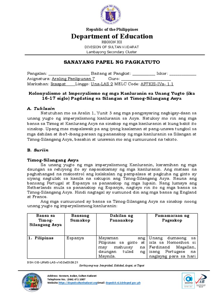 Ap 7 Q4 WK1 Las2 | PDF