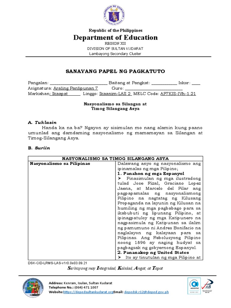 Ap 7 Q4 WK6 Las2 | PDF