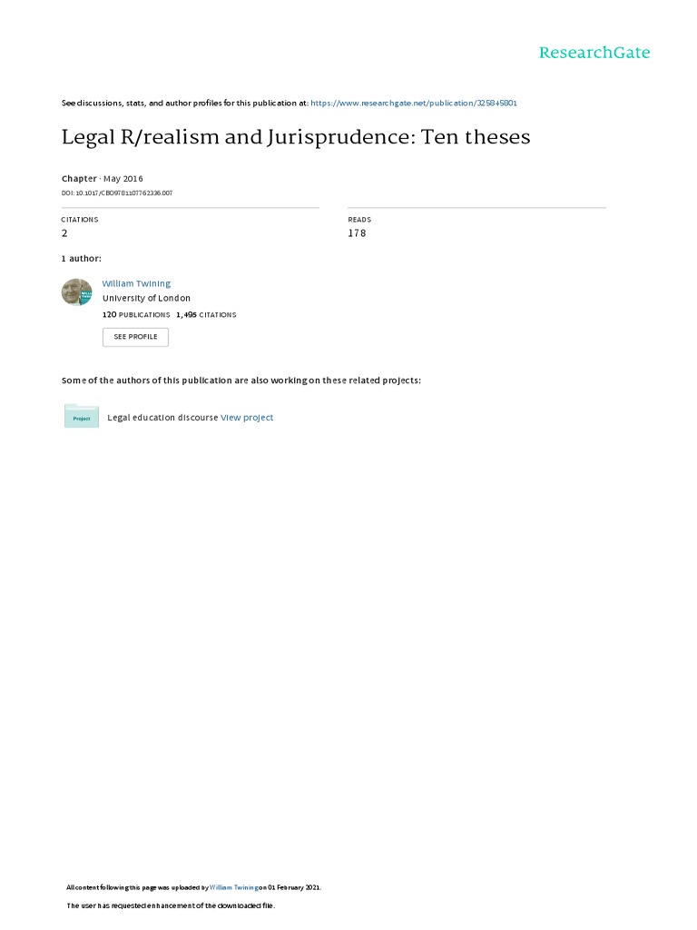 Legal R/realism and Jurisprudence: Ten Theses: William Twining | PDF ...