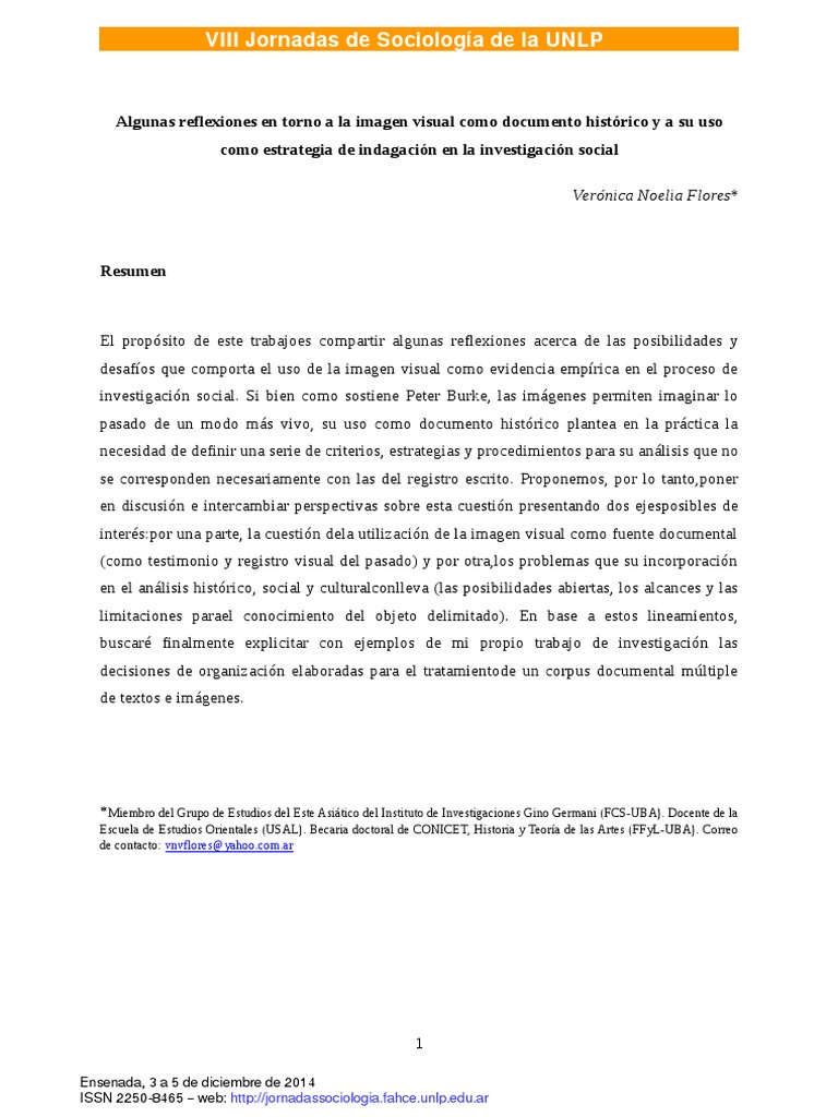 FLORES La Imagen Visual Como Documento Histórico | PDF | Imagen | Evidencia