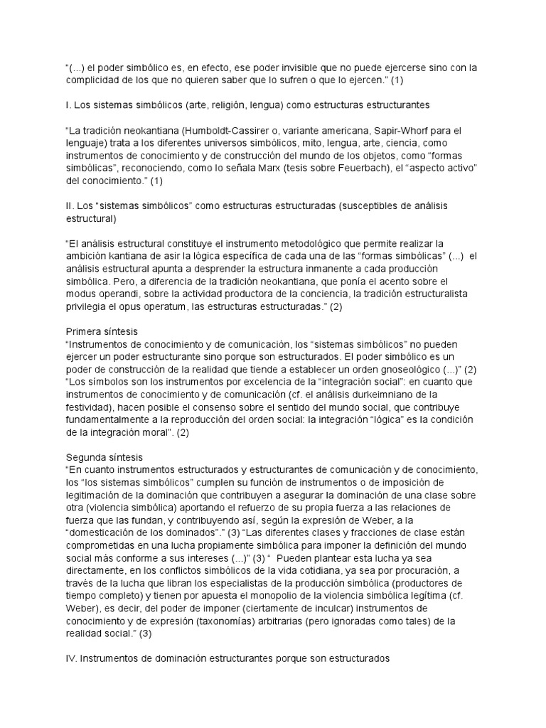 Bourdieu - Sobre El Poder Simbólico | PDF | Ideologías | Conocimiento