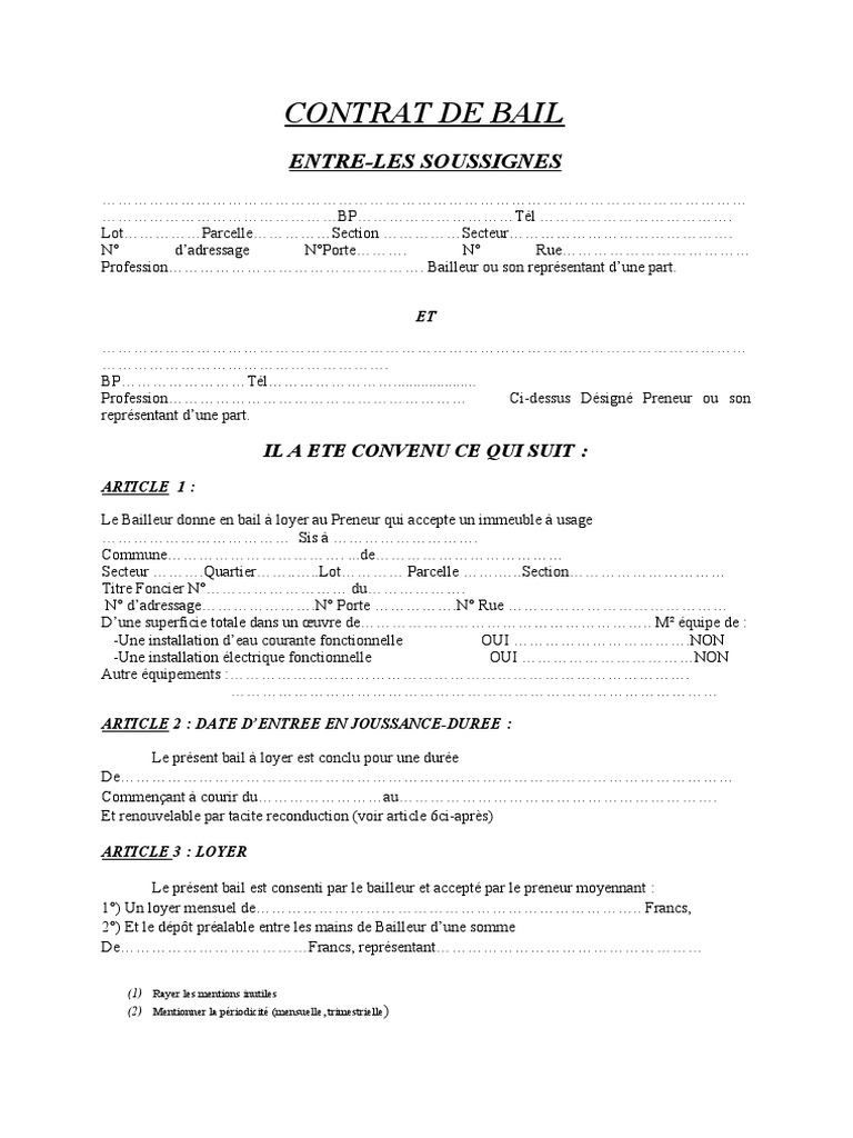 Contrat de Bail Immobilier Détailé | PDF | Impôts | Impôt sur le revenu