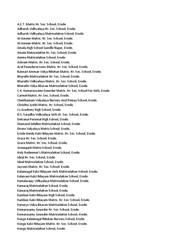 Erode Schools | Download Free PDF | Career And Technical Education ...