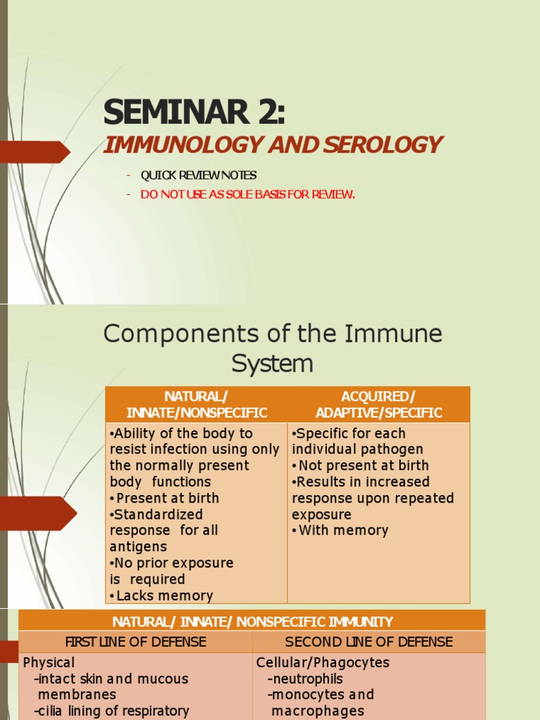 Immunology and Serology (Summary) | PDF | Complement System | Clinical ...