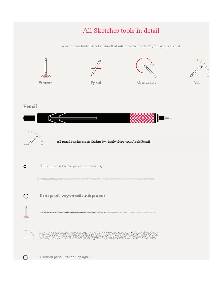 All Sketches Tools in Detail: Pencil | PDF | Drawing | Pencil