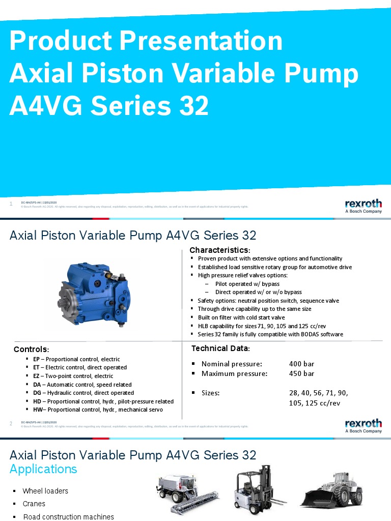 Product Presentation Axial Piston Variable Pump A4VG Series 32 ...