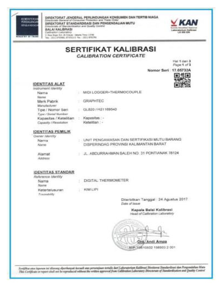 Sertifikat Kalibrasi | PDF