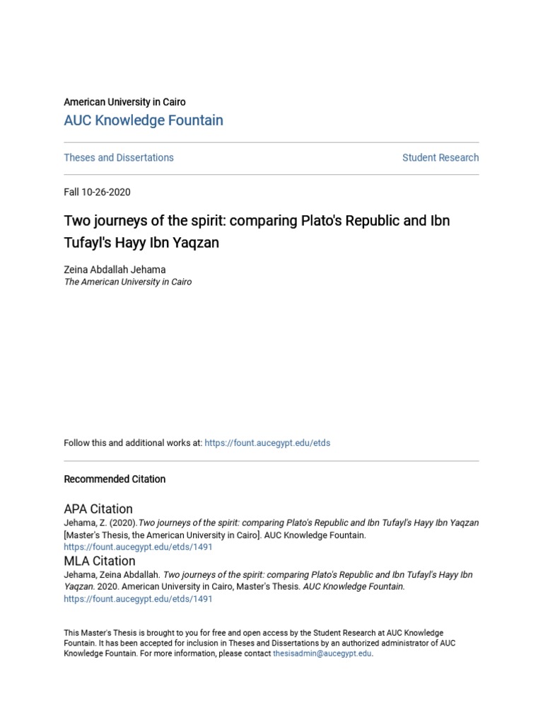 The Spirit Comparing Platos Republic and Ibn Tufayl | PDF | Socrates ...