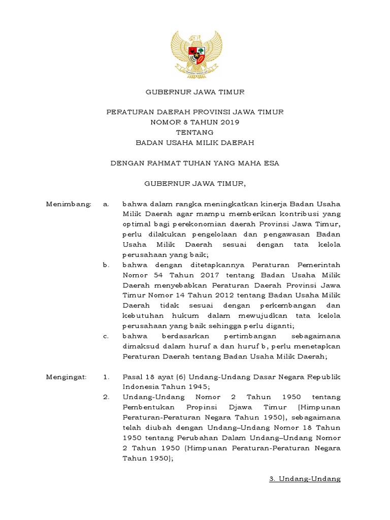 Perda No. 8 Tahun 2019 Tentang BUMD | PDF