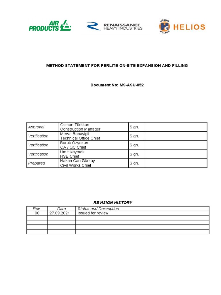 MS-ASU-052 MS For Perlite On-Site Expansion and Filling R1 | PDF ...