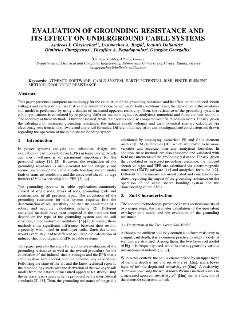 Evaluation of Grounding Resistance and | PDF | Finite Element Method | Electrical Resistivity ...