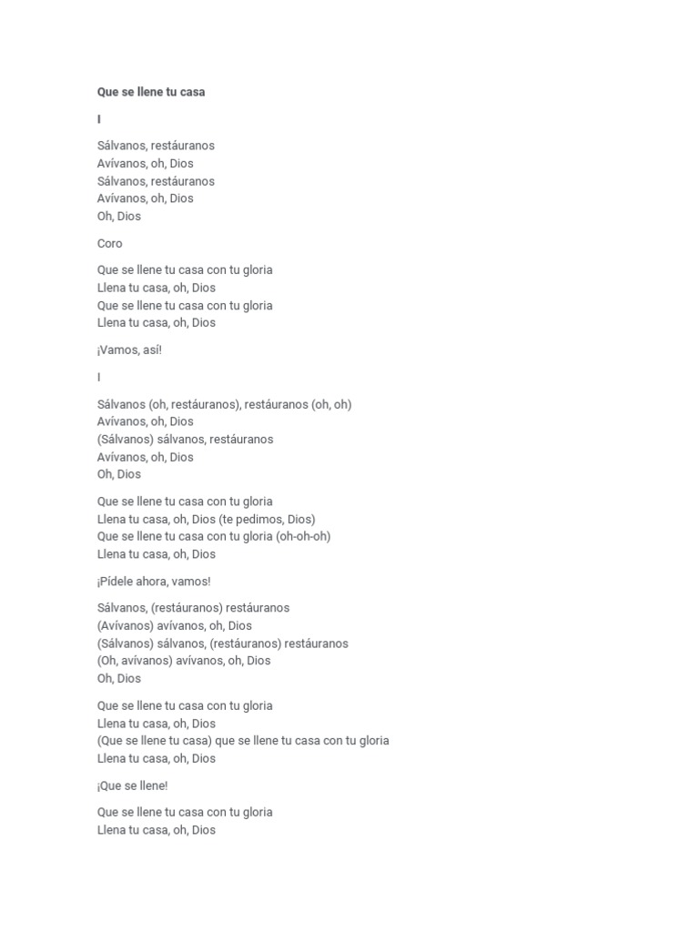 Que Se Llene Tu Casa I | PDF