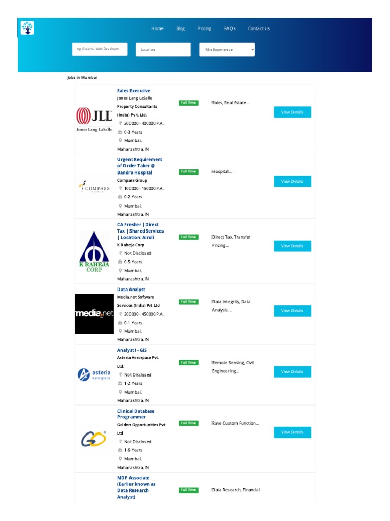 Job Vacancies in Mumbai 2023 | PDF | Mumbai | Blog