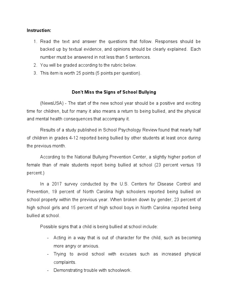 Instruction | PDF | Bullying | Conflict Resolution