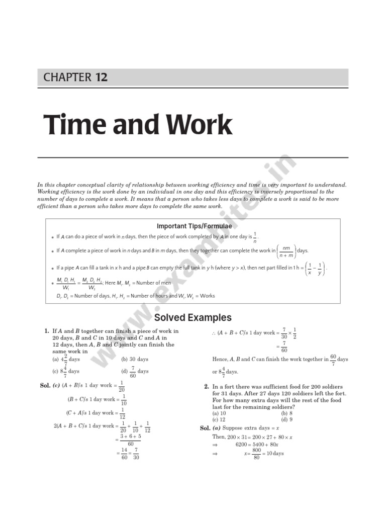 Calculating Work Efficiency and Time Taken to Complete Tasks by ...