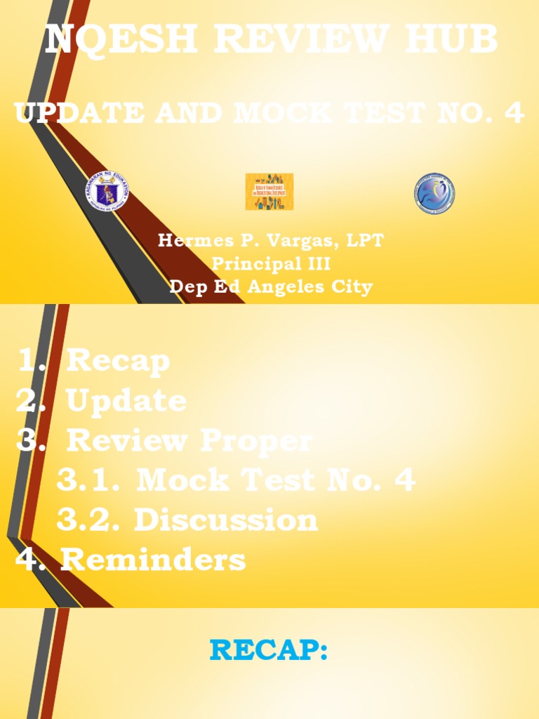 NQESH Mock Test No. 4 Review Guide | PDF