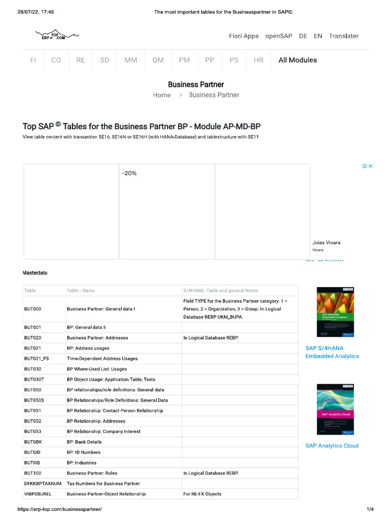 Principais Tabelas BP | PDF