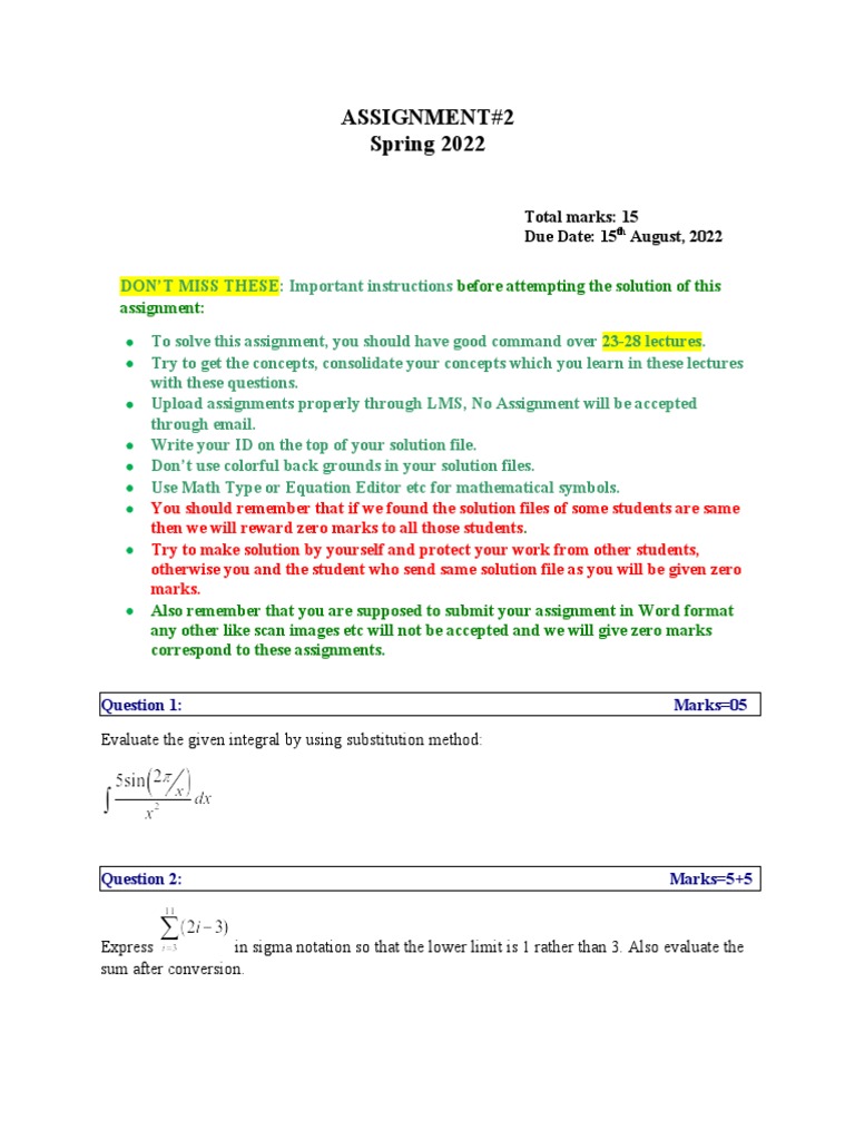 Assignment#2 Spring 2022: Before Attempting The Solution of This ...