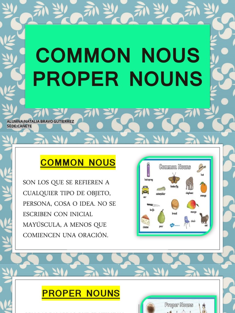 Common Nous Proper Nouns - Natalia Bravo Gutierrez | PDF | Language ...
