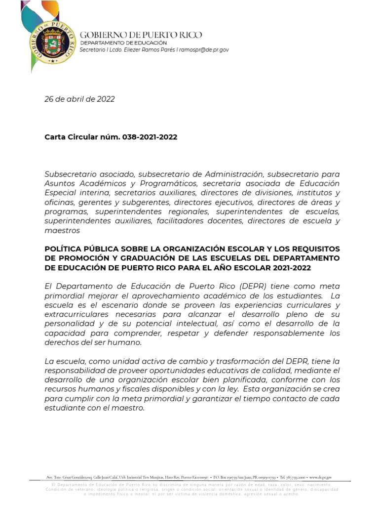 CARTA CIRCULAR NUM. 38-2021-2022-Requisito Graduacion | Descargar ...