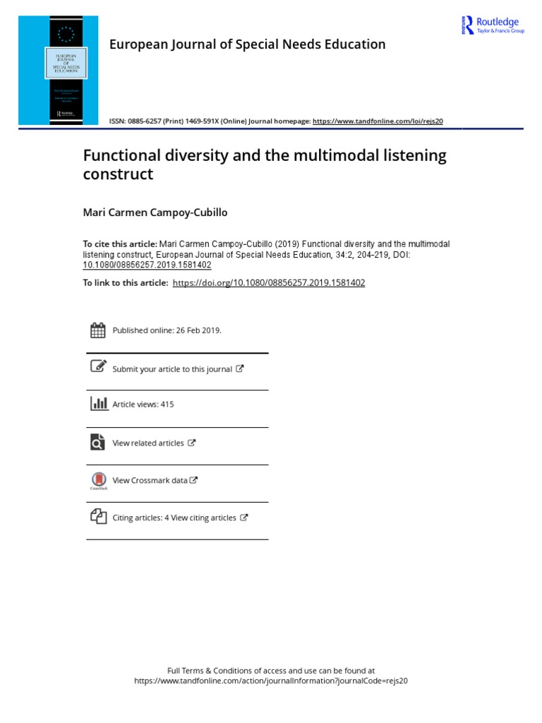 (2019) Functional Diversity and The Multimodal Listening Construct | PDF | Reading Comprehension ...