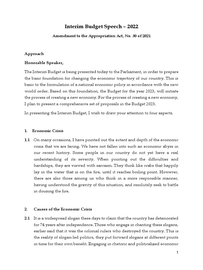 Interim Budget Speech 2022 Overview | PDF | Taxes | Greek Government ...