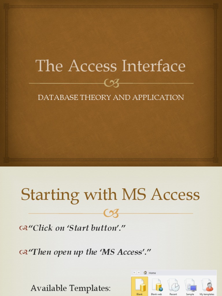 The Access Interface | PDF | Window (Computing) | Microsoft Access