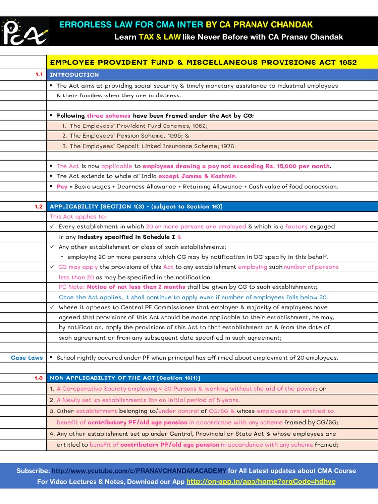 EPF Act, 1952 | Download Free PDF | Pension | Employment