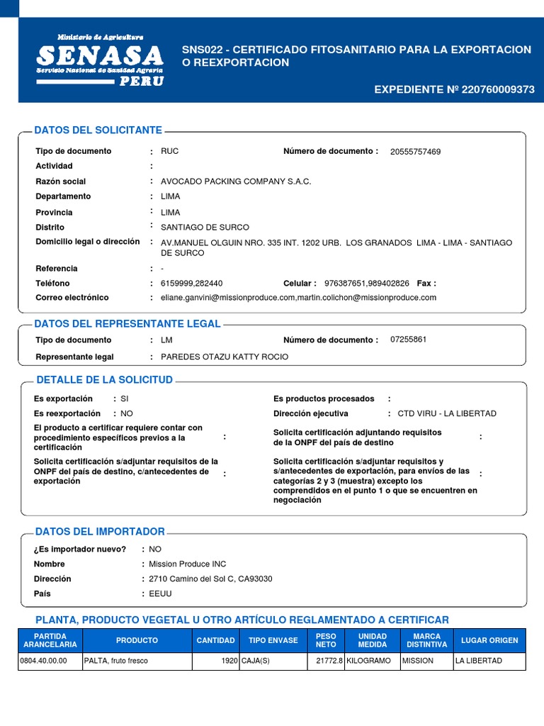 Certificación Fitosanitaria Exportación | PDF