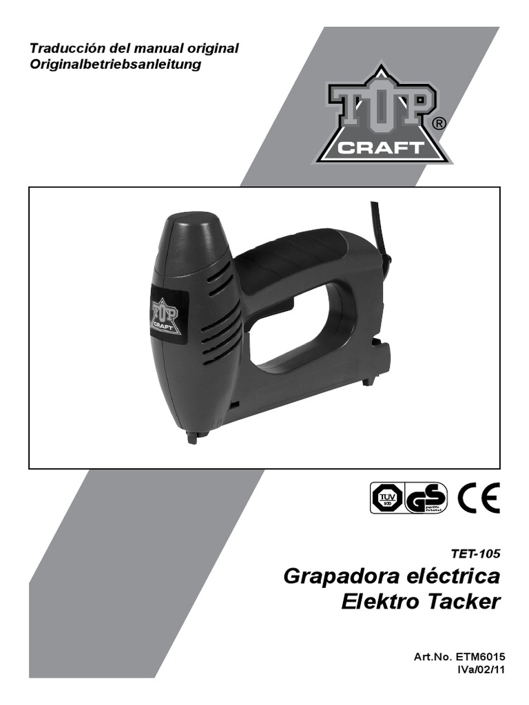 Grapadora Eléctrica Elektro Tacker: Traducción Del Manual Original ...