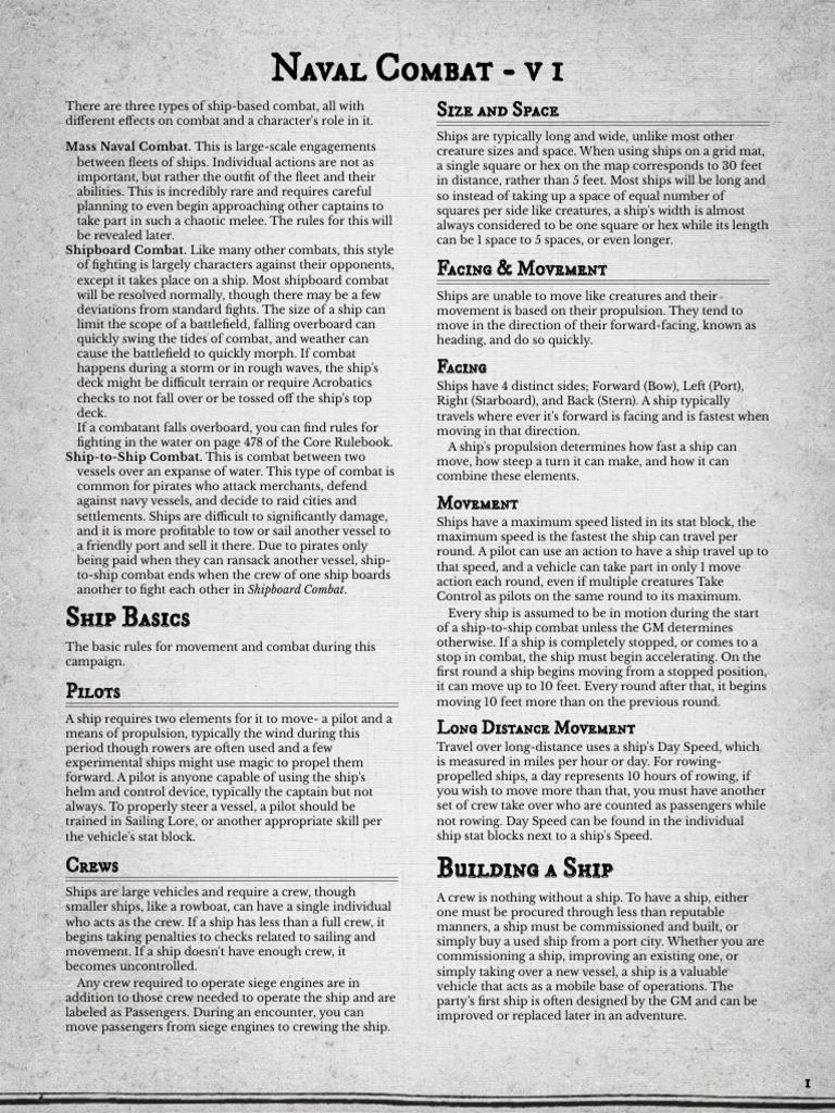 Pathfinder 2E Naval Combat Guide | PDF | Ships | Rowing