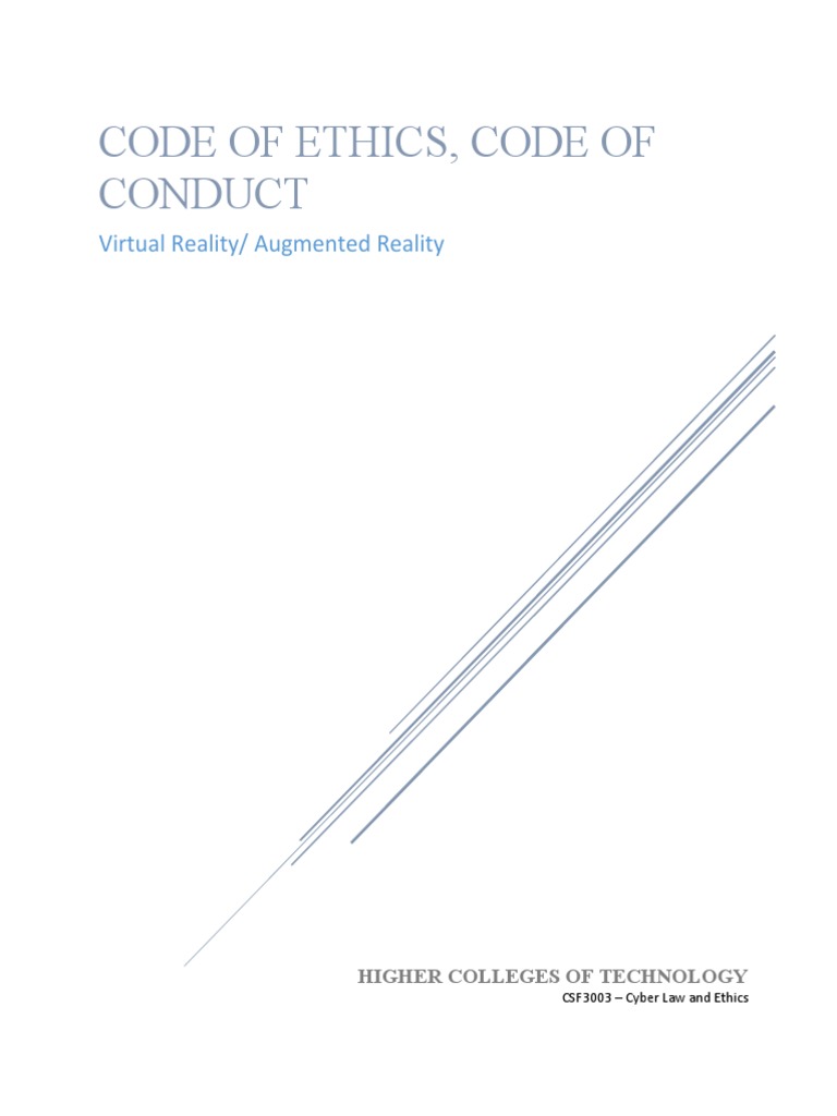 Code of Ethics, Code of Conduct | PDF | Virtual Reality | Augmented Reality